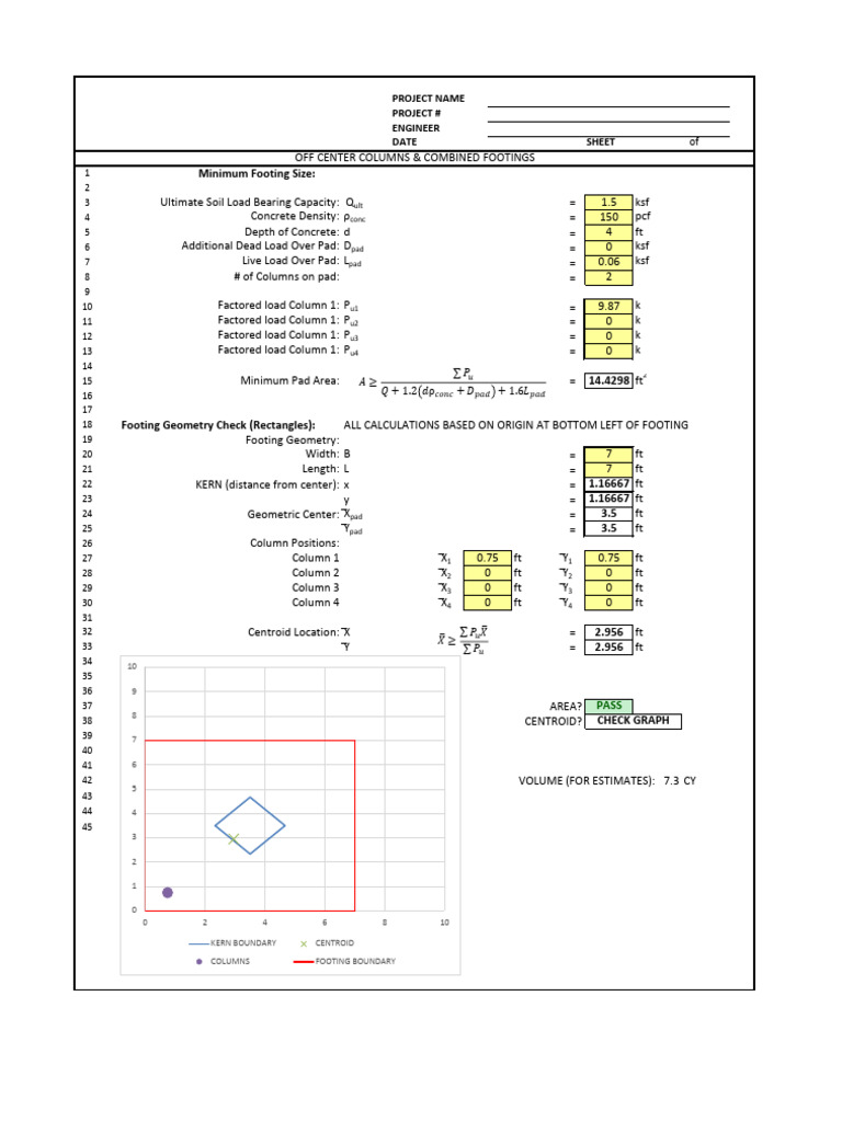 Off-Center Column Footing Analysis | PDF | Geometry