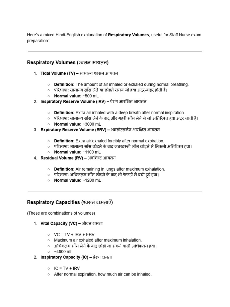 Respiratory Volume.. | PDF | Exhalation | Clinical Medicine