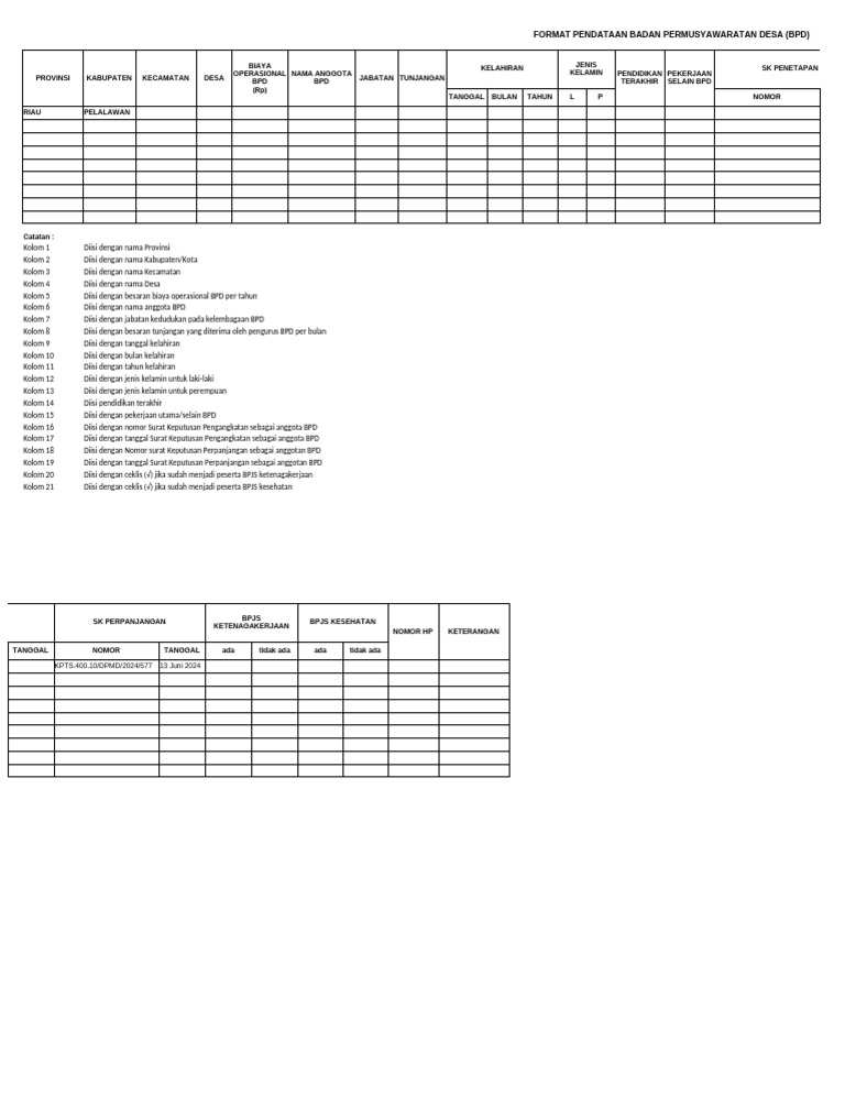 Pemutakhiran Data BPD Tahun 2025 Desa | PDF