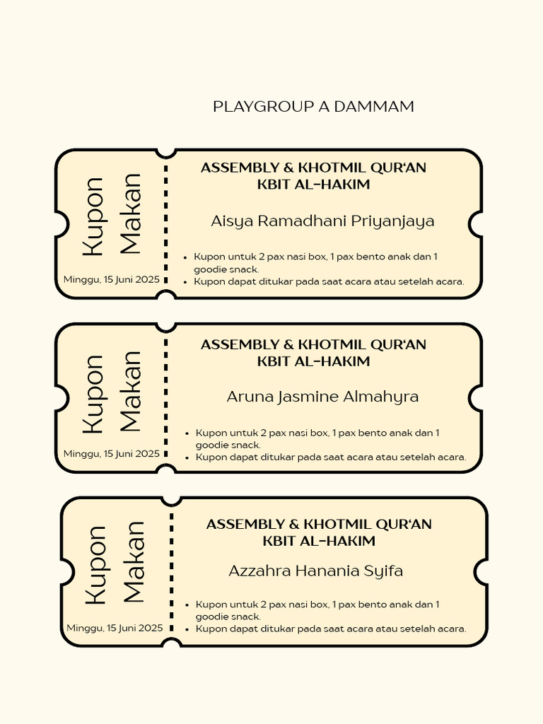 Kupon Makan Assembly | PDF