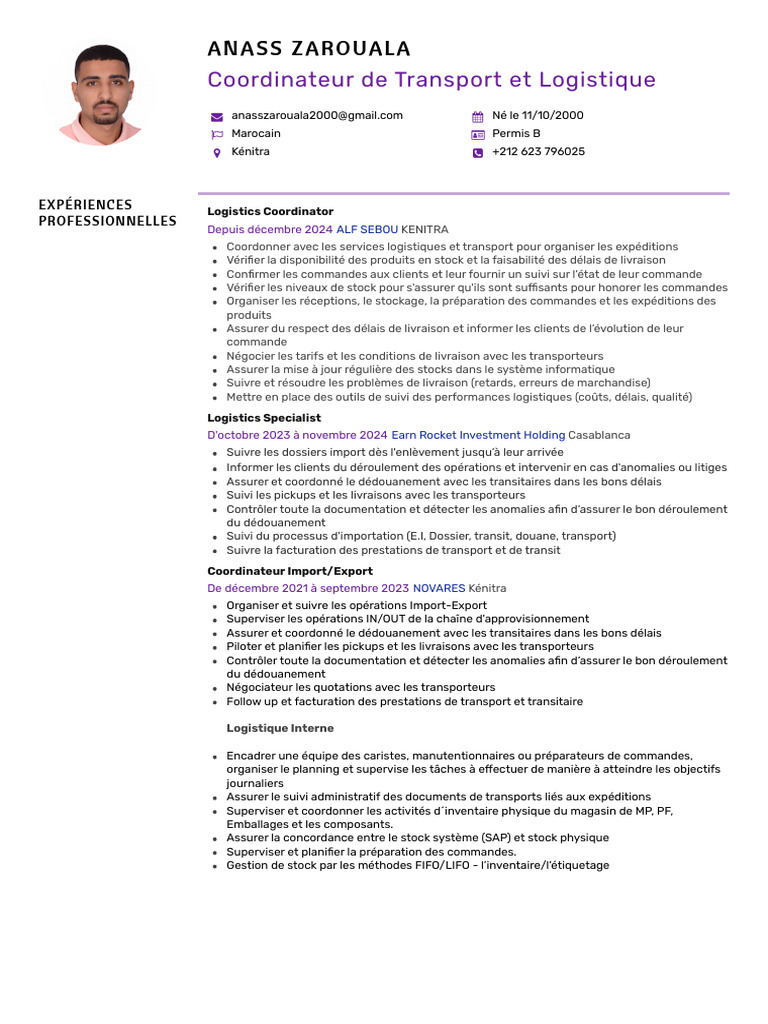 Coordinateur Logistique et Transport | PDF | Stock | Transport