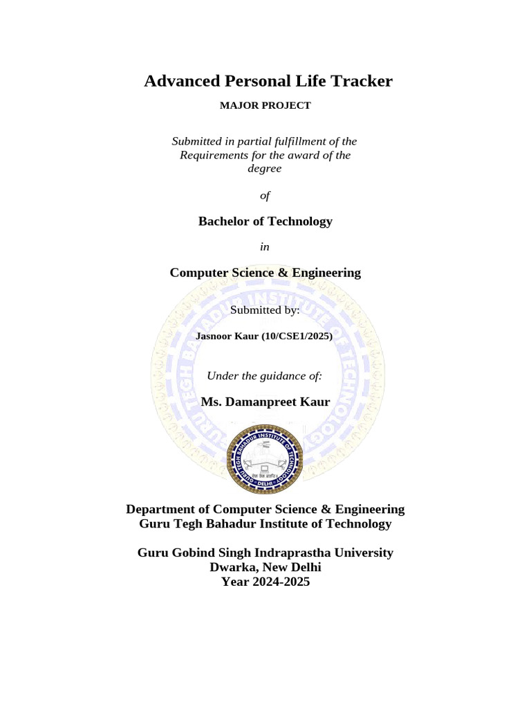 advanced personal life tracker | PDF | Databases | User Interface