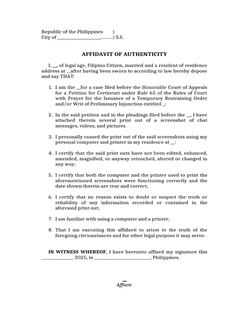 3-Affidavit of Authenticity | PDF
