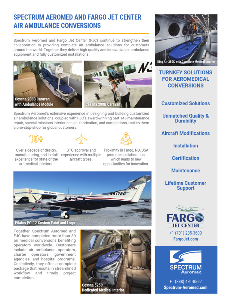 Spectrum Aeromed Fargo Jet Center Air Ambulance Conversions | PDF ...