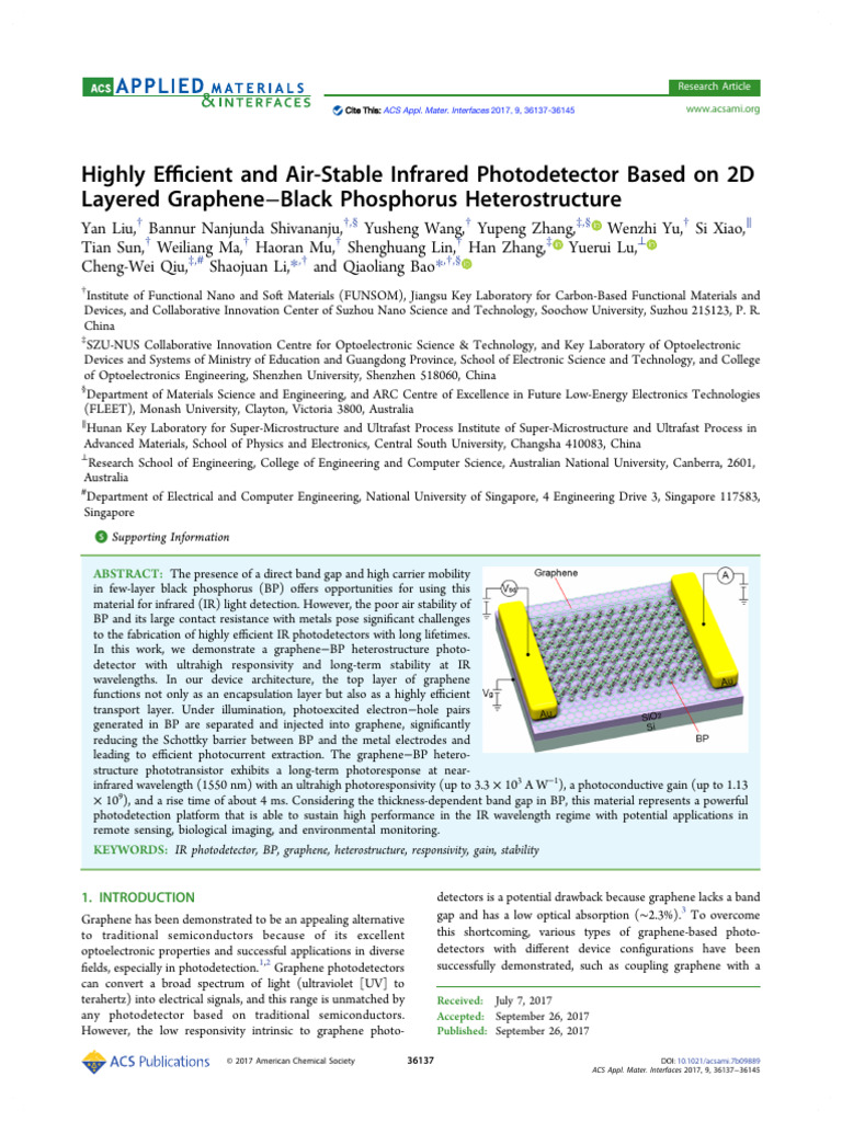 Liu Et Al 2017 Highly Efficient and Air Stable Infrared Photodetector ...