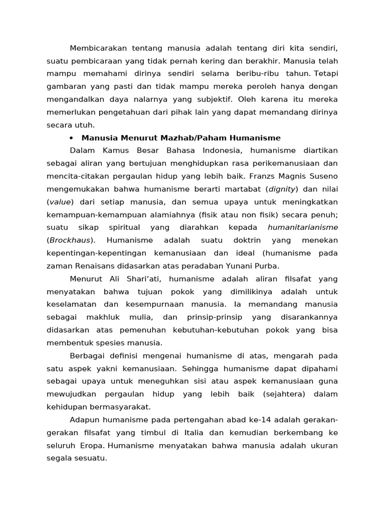 Konsep Manusia Menurut Humanisme | PDF