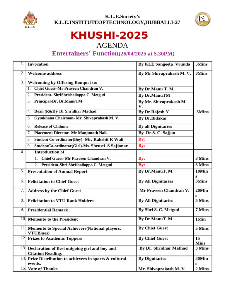26 Khushi Evening Agenda-V2 | PDF