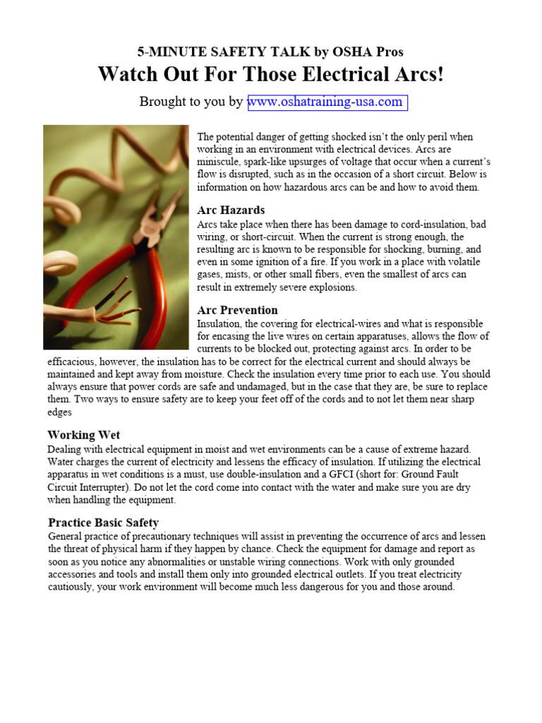 Preventing Electrical Arc Hazards | PDF | Insulator (Electricity ...