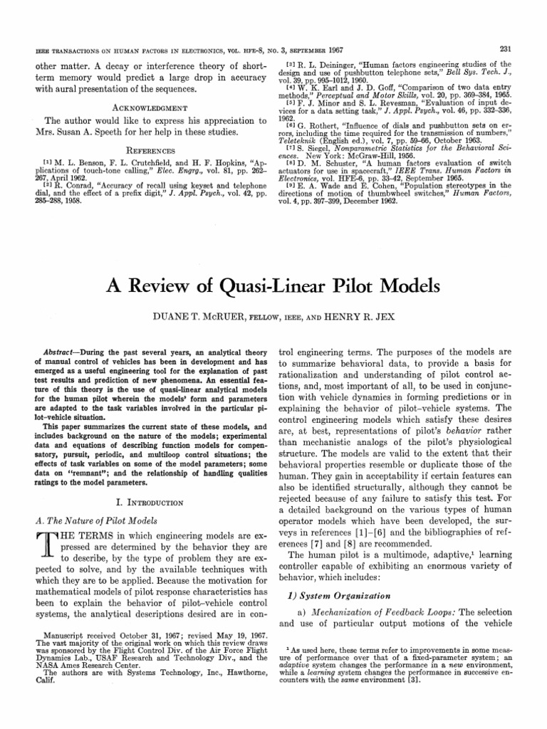 A Review of Quasi-Linear Pilot Models | PDF | Control Theory ...