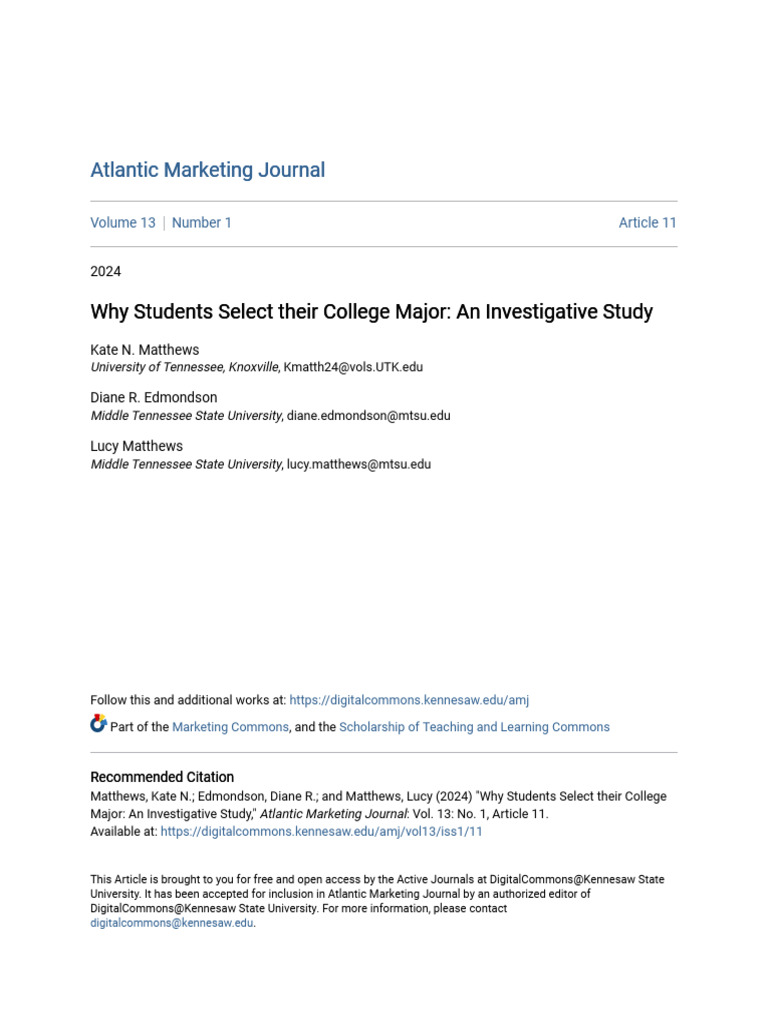 College Major Selection Insights | PDF | Grit (Personality Trait ...