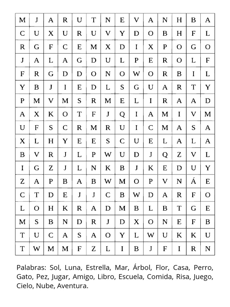 Sopa de Letras 20 Palabras | PDF