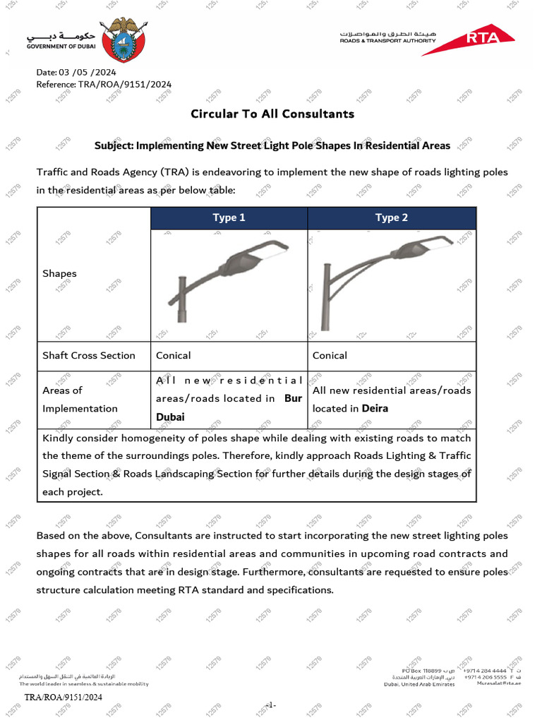 Implementing New Street Light Pole Shapes in Residential Areas | PDF ...