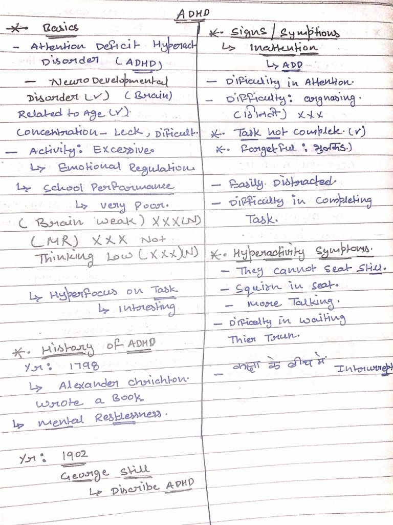 Adhd Notes | PDF
