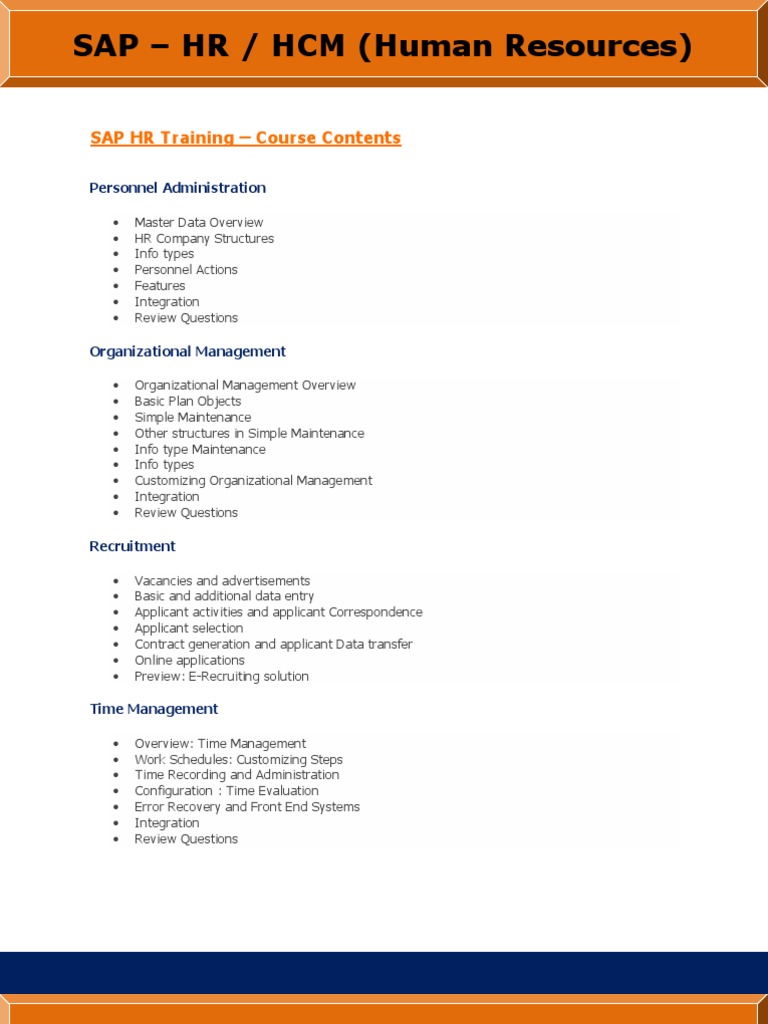 SAP HR Training Course Overview | PDF | Career & Growth | Finance ...