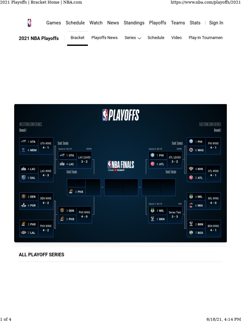2021 NBA Playoffs Bracket Overview | PDF | Sports | Professional Sports ...