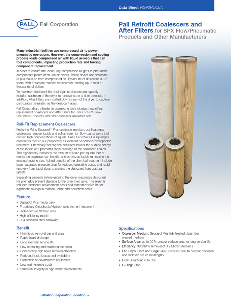 Pall Retrofit Coalescers & After Filters | PDF | Filtration