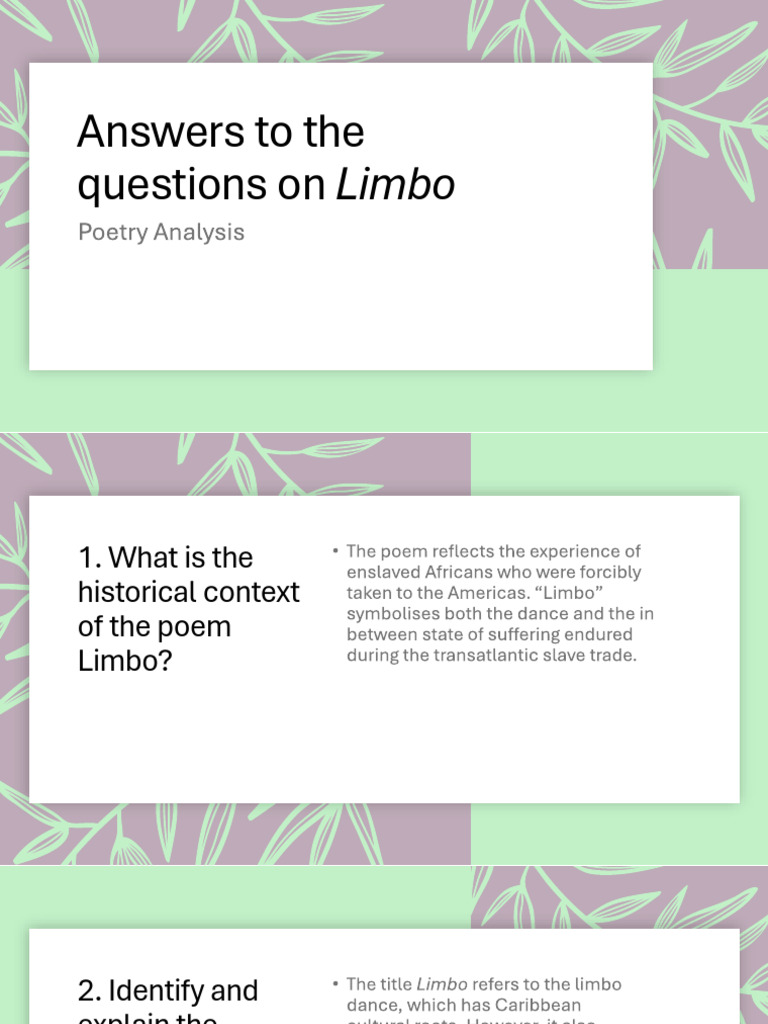 Limbo (Question Answers) | PDF