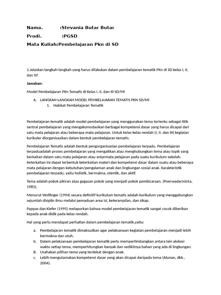 Tugas Pengajuan 3 Pembelajaran PKN Di SD | PDF