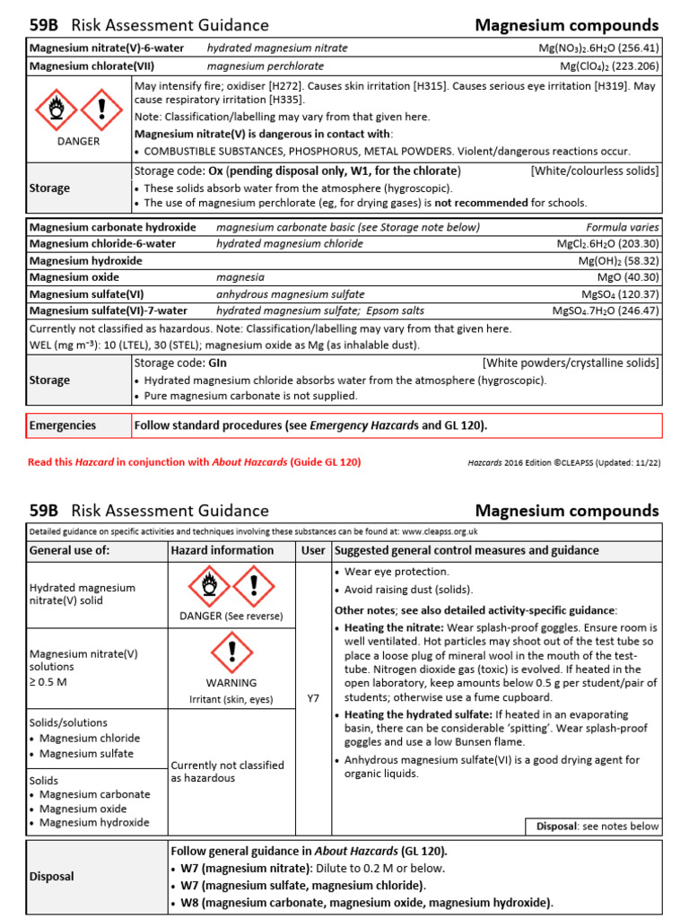 HC059b Magnesium Compounds | PDF | Magnesium | Chemical Substances