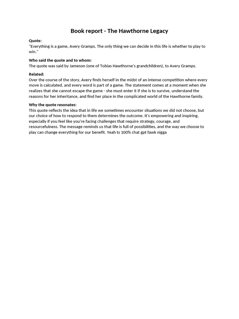 Book Report 1 | PDF