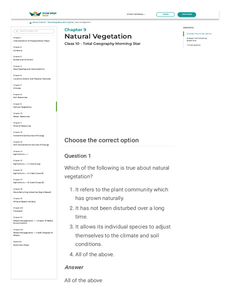 Chapter 9 - Natural Vegetation - Solutions For Class 10 ICSE Total ...