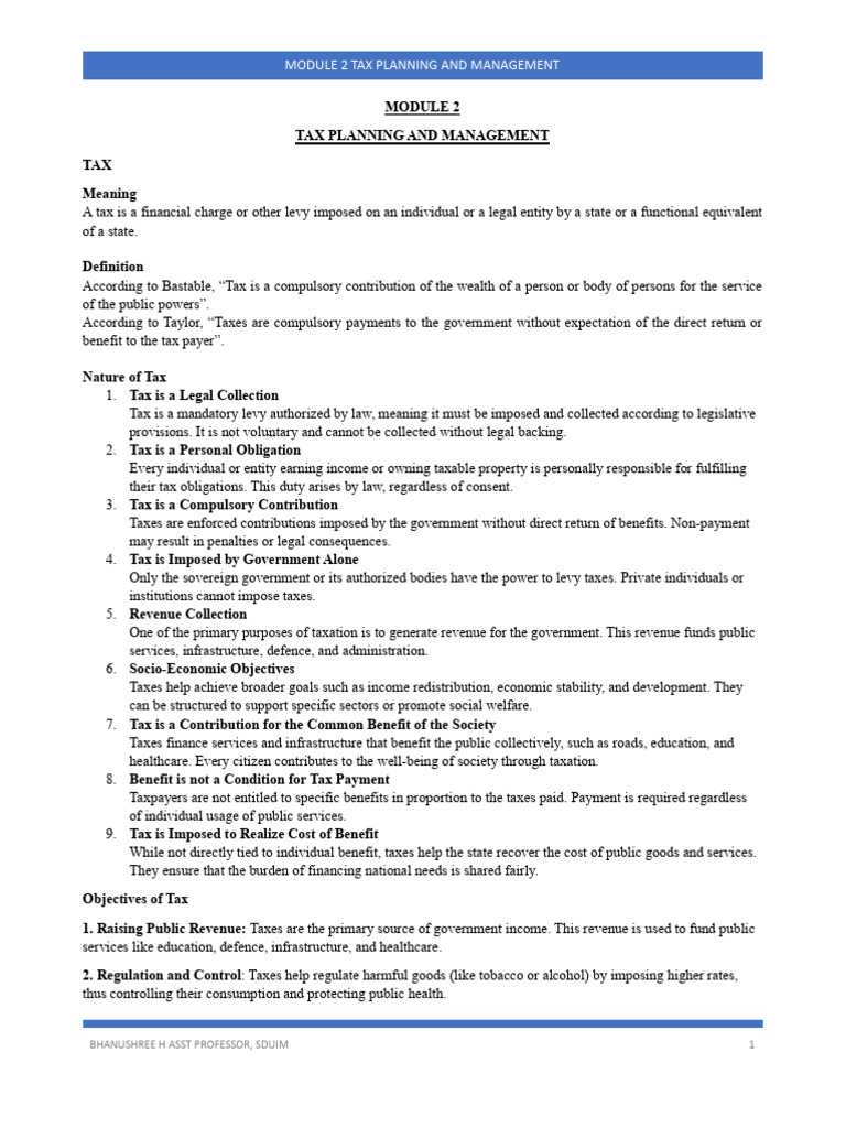 Module 2 Tax Planning And Management Pdf Taxes Tax Avoidance
