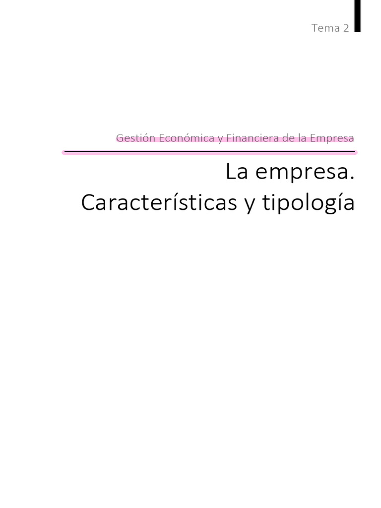 Tema 2 - La Empresa. Características y Tipología | PDF | Business | Sociedad de responsabilidad ...
