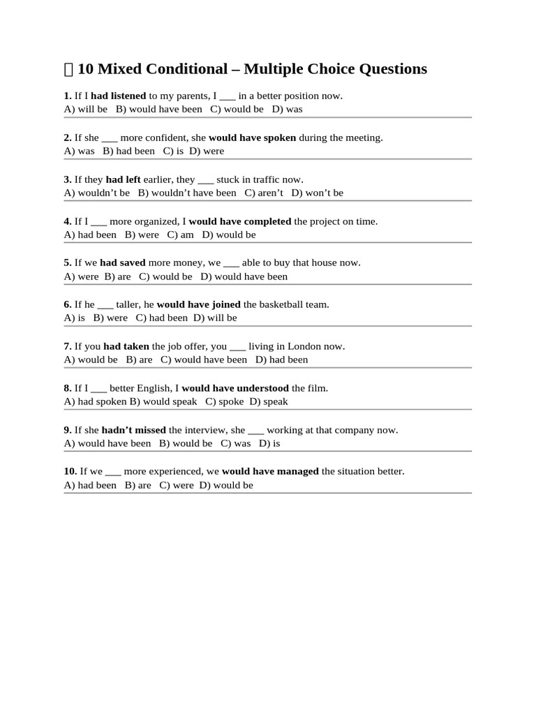 10 Mixed Conditional | PDF