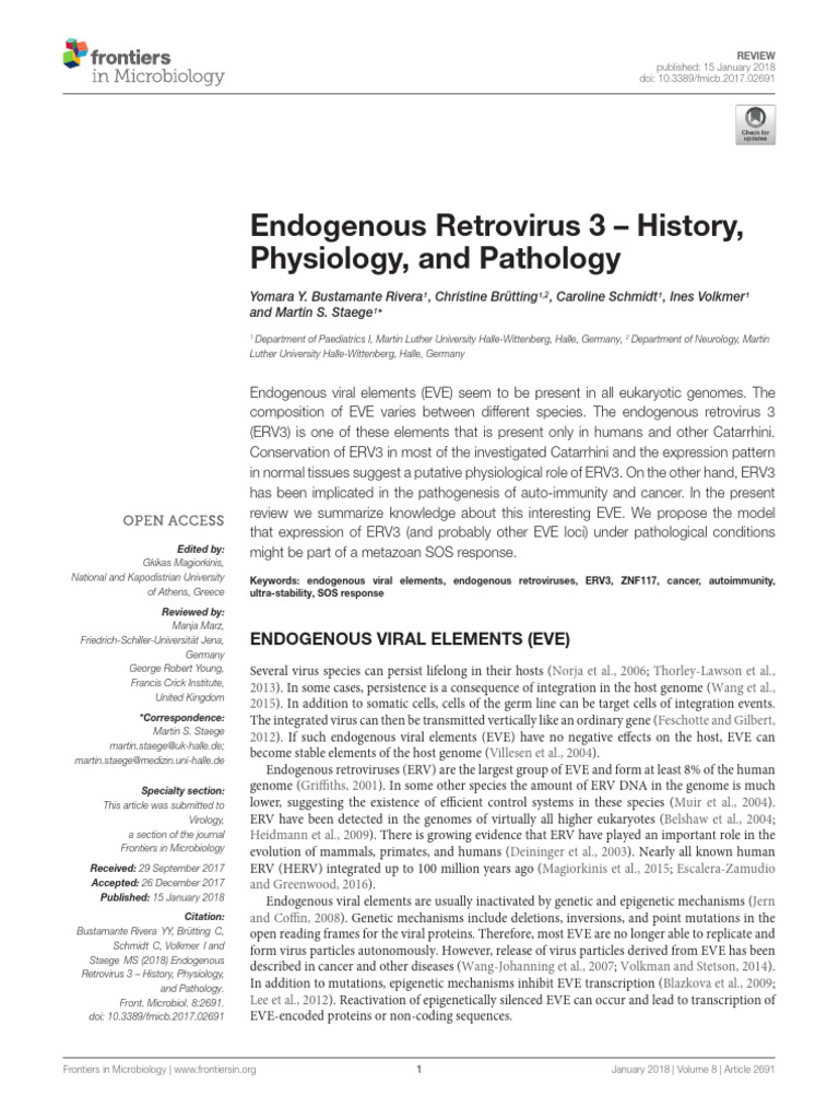 Endogenous Retrovirus 3 - History, Physiology, and Pathology | PDF ...