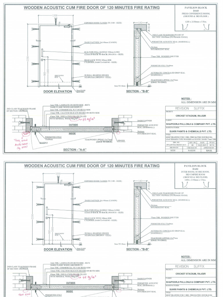 Pavilion Fire Door Shop Drawing | PDF