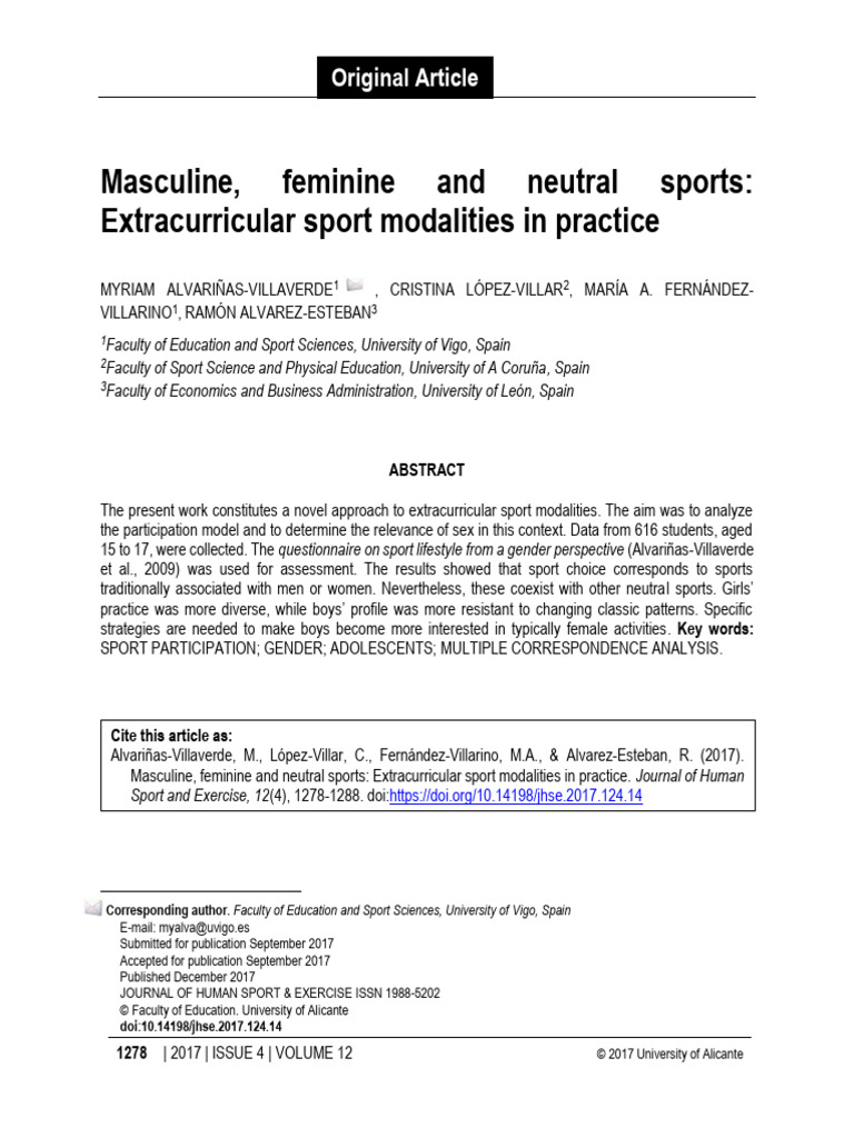 Gender Influence on Extracurricular Sports | PDF | Gender | Gender Studies
