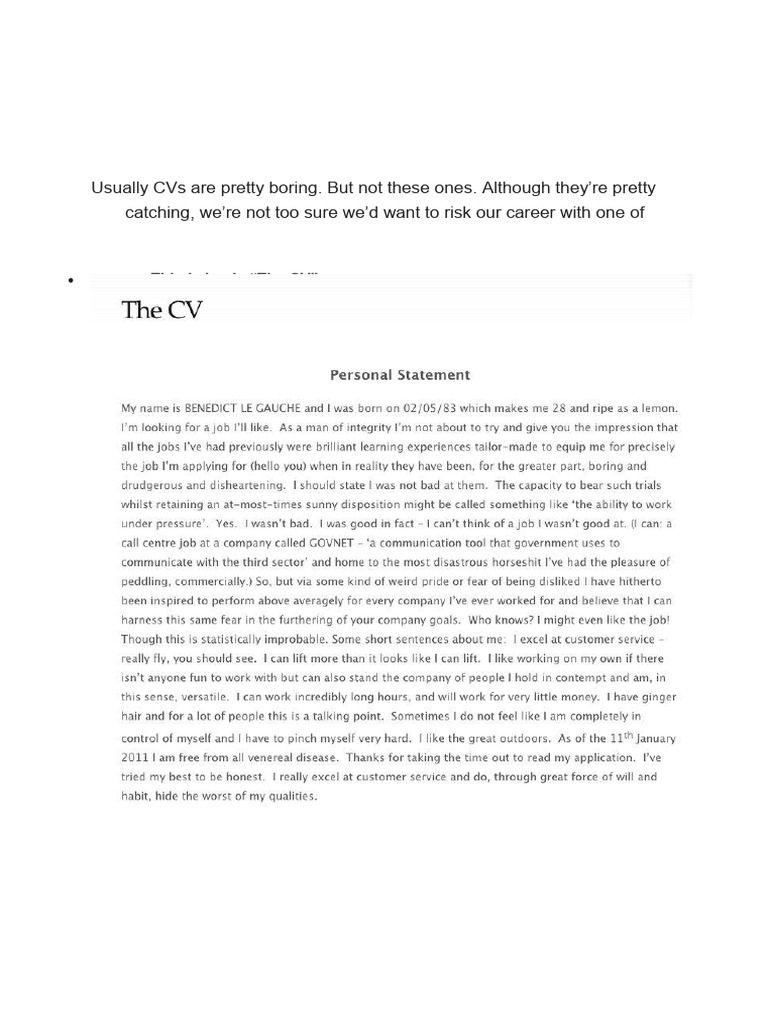 Seriously Weird CVs | PDF