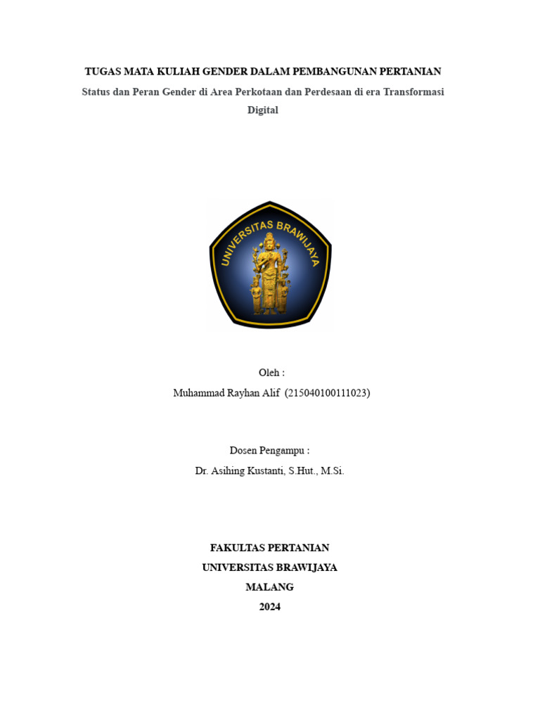 Muhammad Rayhan Alif - 215040100111023 - Tugas Peran Gender Transformasi Digital Di Perkotaan ...