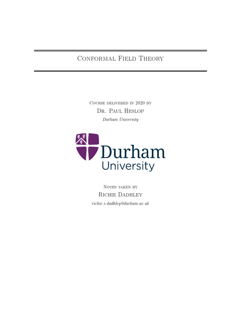 cft notes | PDF | Gauge Theory | Quantum Field Theory