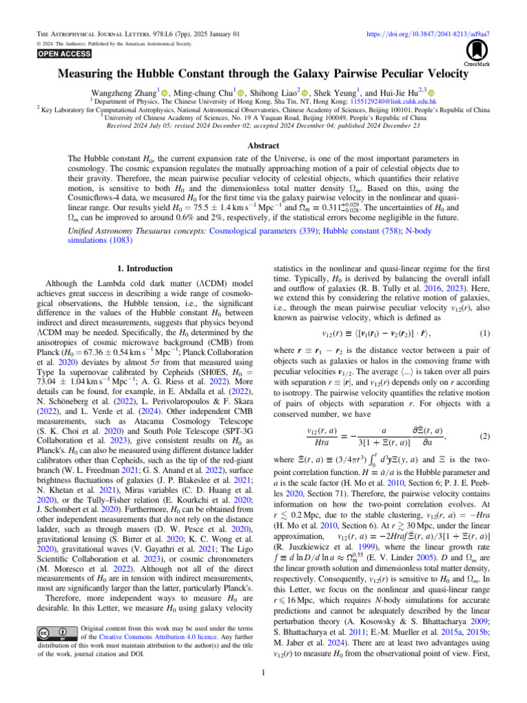 Measuring The Hubble Constant Through The Galaxy Pairwise Peculiar ...