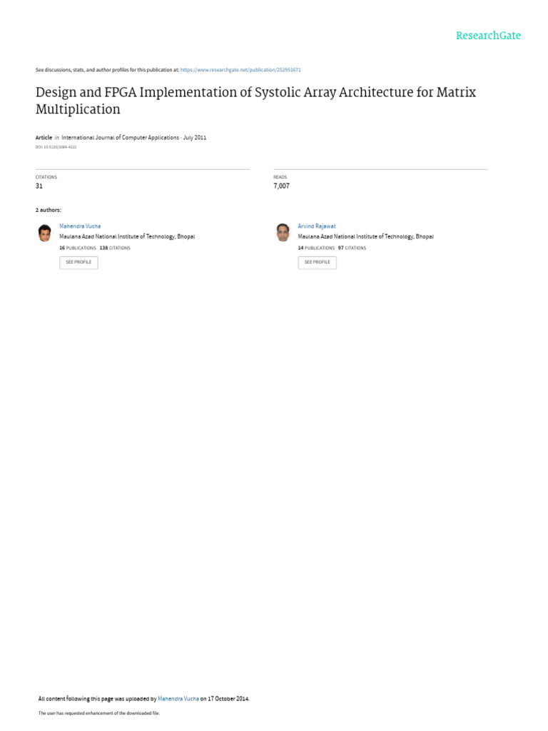 Systolic Array Design for FPGA Matrix Multiplication | PDF | Matrix ...