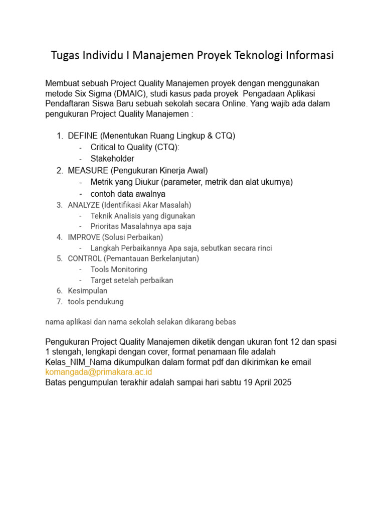 Tugas Individu I Manajemen Proyek TI | PDF