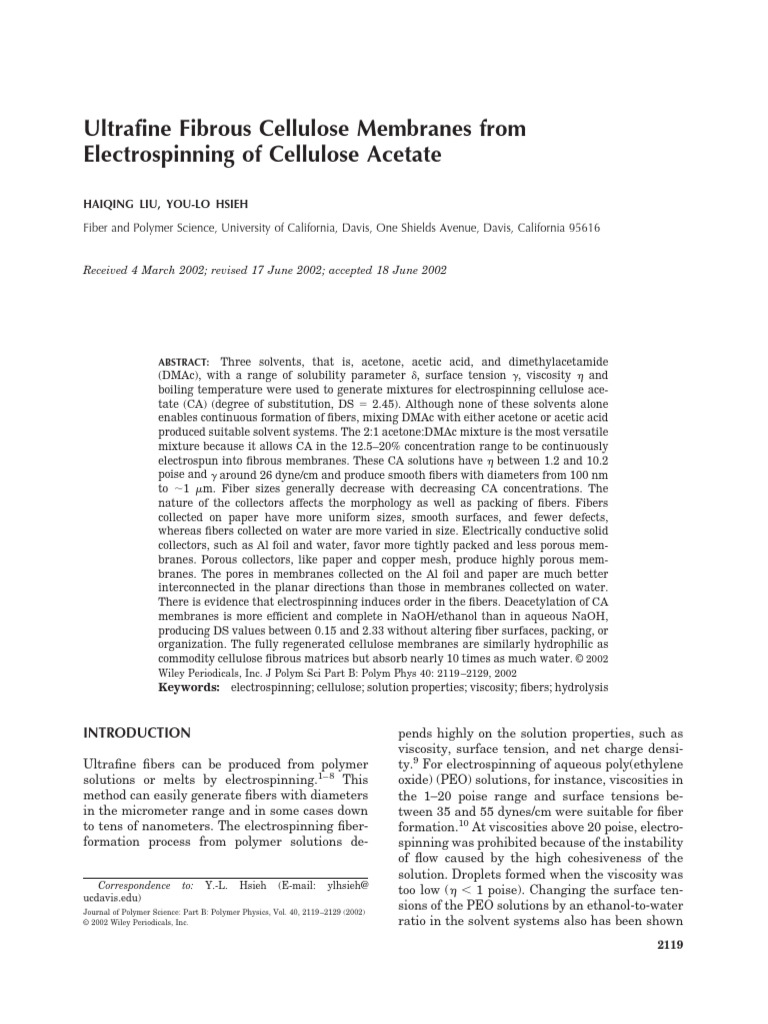 J Polym Sci B Polym Phys - 2002 - Liu - Ultrafine Fibrous Cellulose Membranes From ...