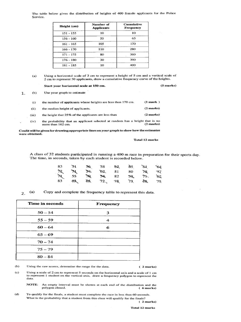 Statistics Worksheet | PDF