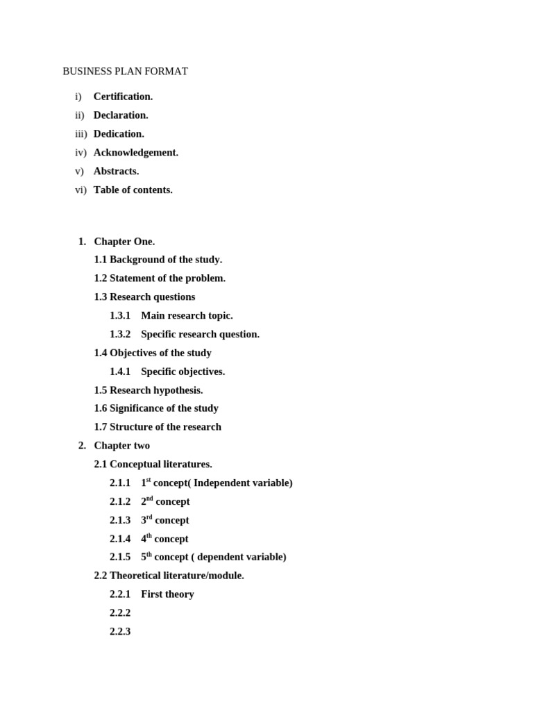 Engineering Business Plan Format | PDF