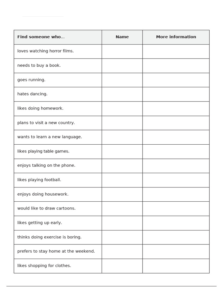 Find Someone Who Gerunds and Infinitives | PDF