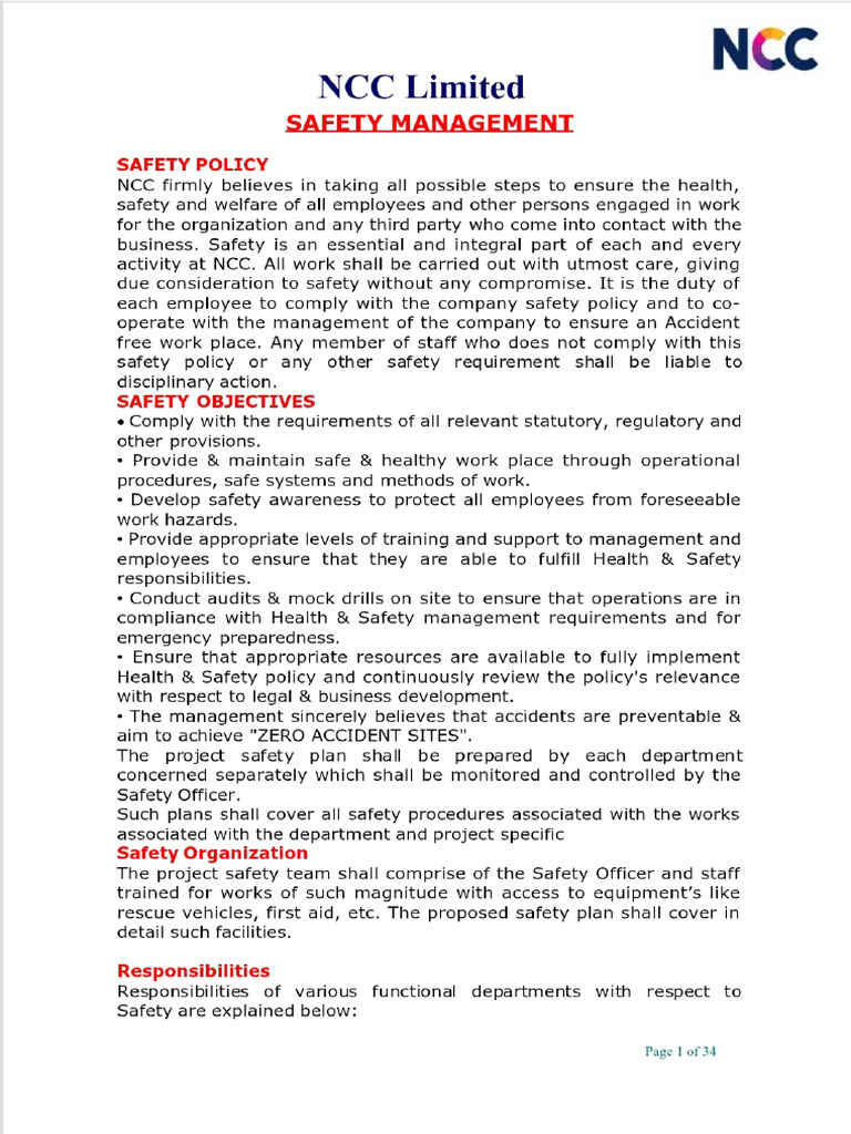 NCC Limited Safety Documents ? 1 | PDF