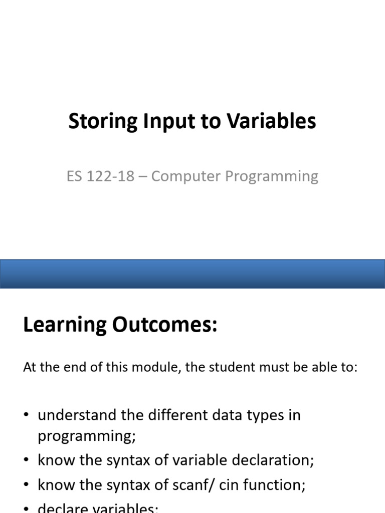 Module # 4 - Storing Input To Variables | PDF