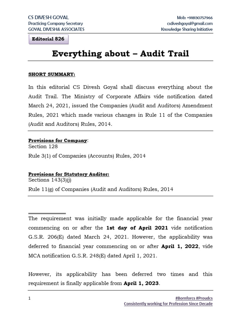 Everything About Audit Trail | PDF | Audit | Auditor's Report