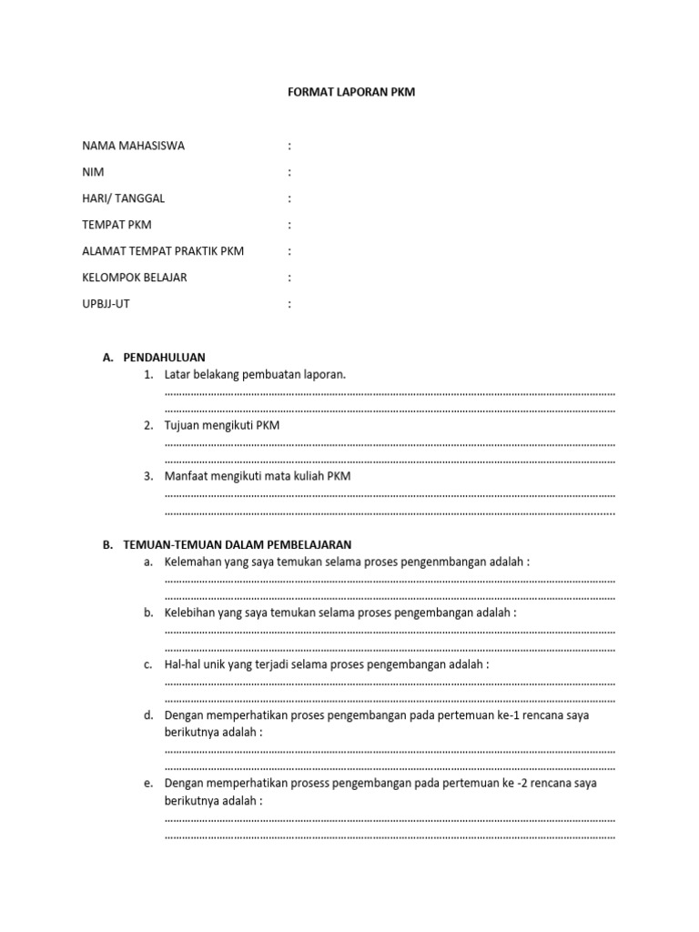 Format Laporan PKM | PDF