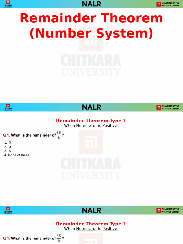 Remainder Theorem Explained | PDF | Mathematics | Abstract Algebra