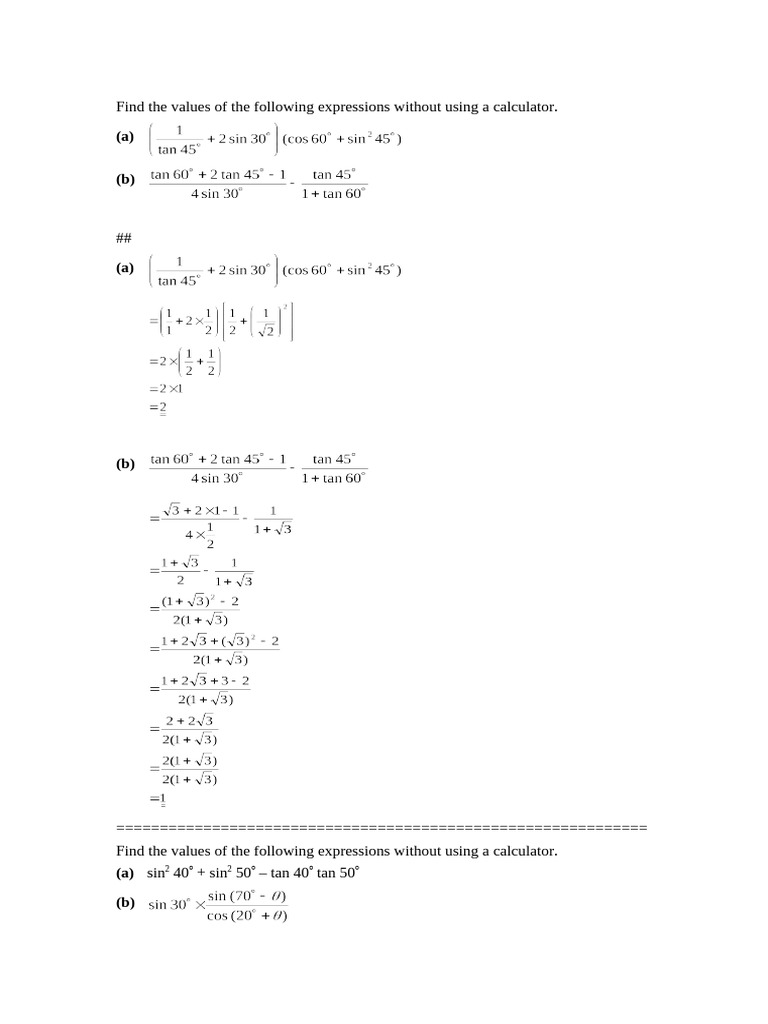 Ch8 Trigonometric Relations Set 4 Pdf Elementary Mathematics Special Functions