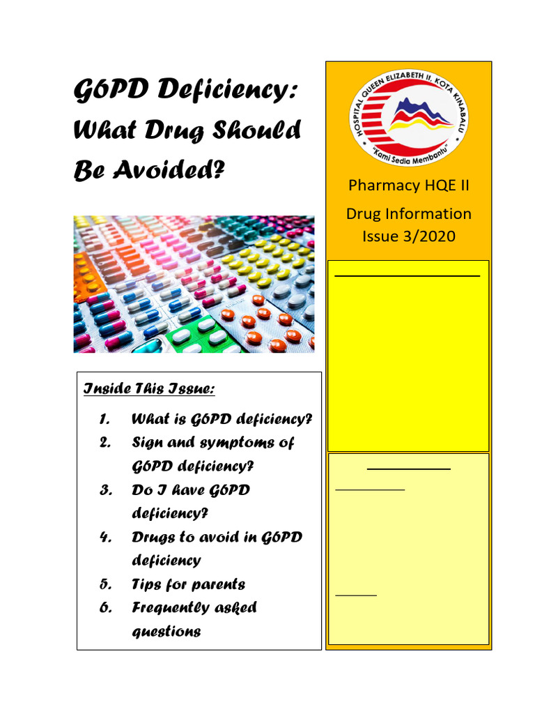 Drugs to Avoid with G6PD Deficiency | PDF | Anemia | Clinical Medicine