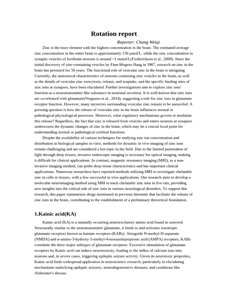 Rotation Report Second Weiqi | PDF | Synapse | Inhibitory Postsynaptic ...