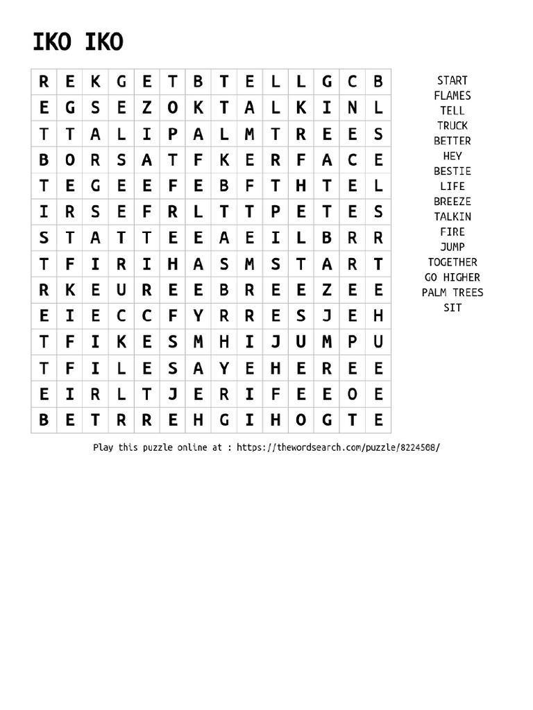 Thewordsearch Com Iko Iko 8224508 | PDF